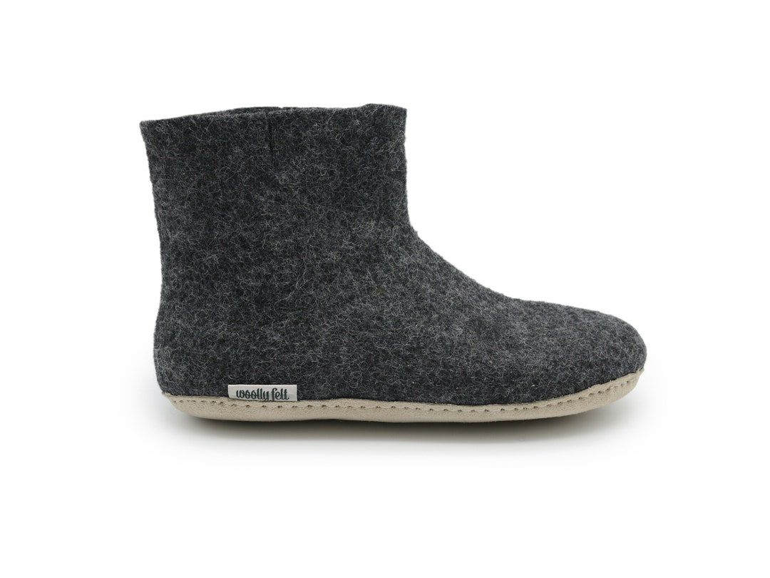 Handmade Dark Gray Wool Felt Booties – Unisex Ankle Shoes - Etsy