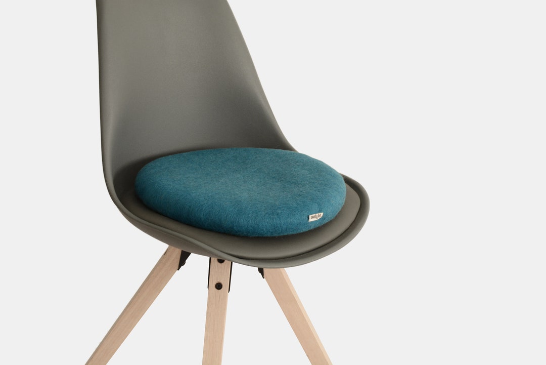 Felt Blue Chair Pad Round Felt Chair Pad Blue Handmade Chair Pad ...