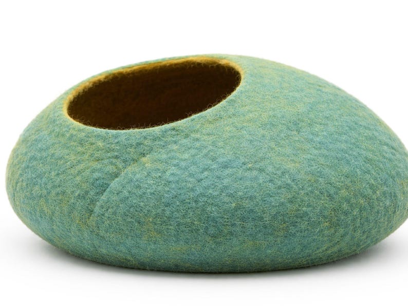 Handmade Wool Felt Cat Cave, Dual-colored Pet Bed - Etsy