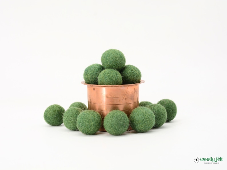 Handmade Forest Green Wool Felt Balls – Soft, Durable & Perfect for DIY ...
