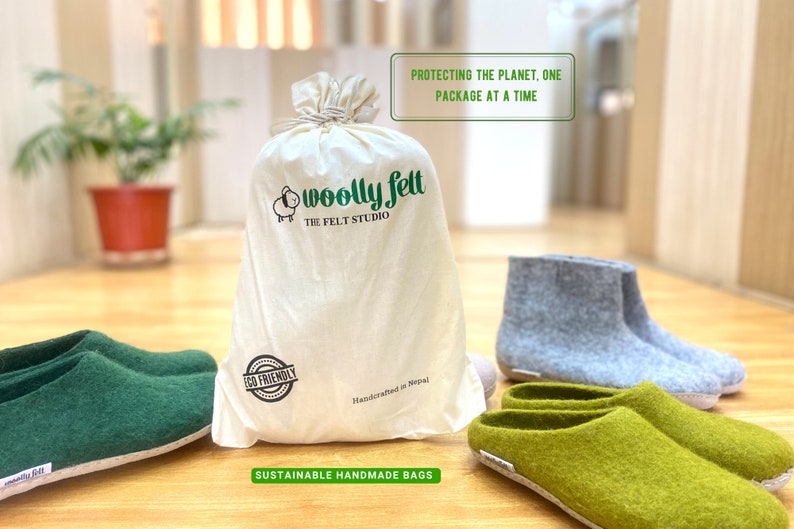 Handmade Wool Felt Slippers – Forest Green Indoor Shoes With Suede Sole ...