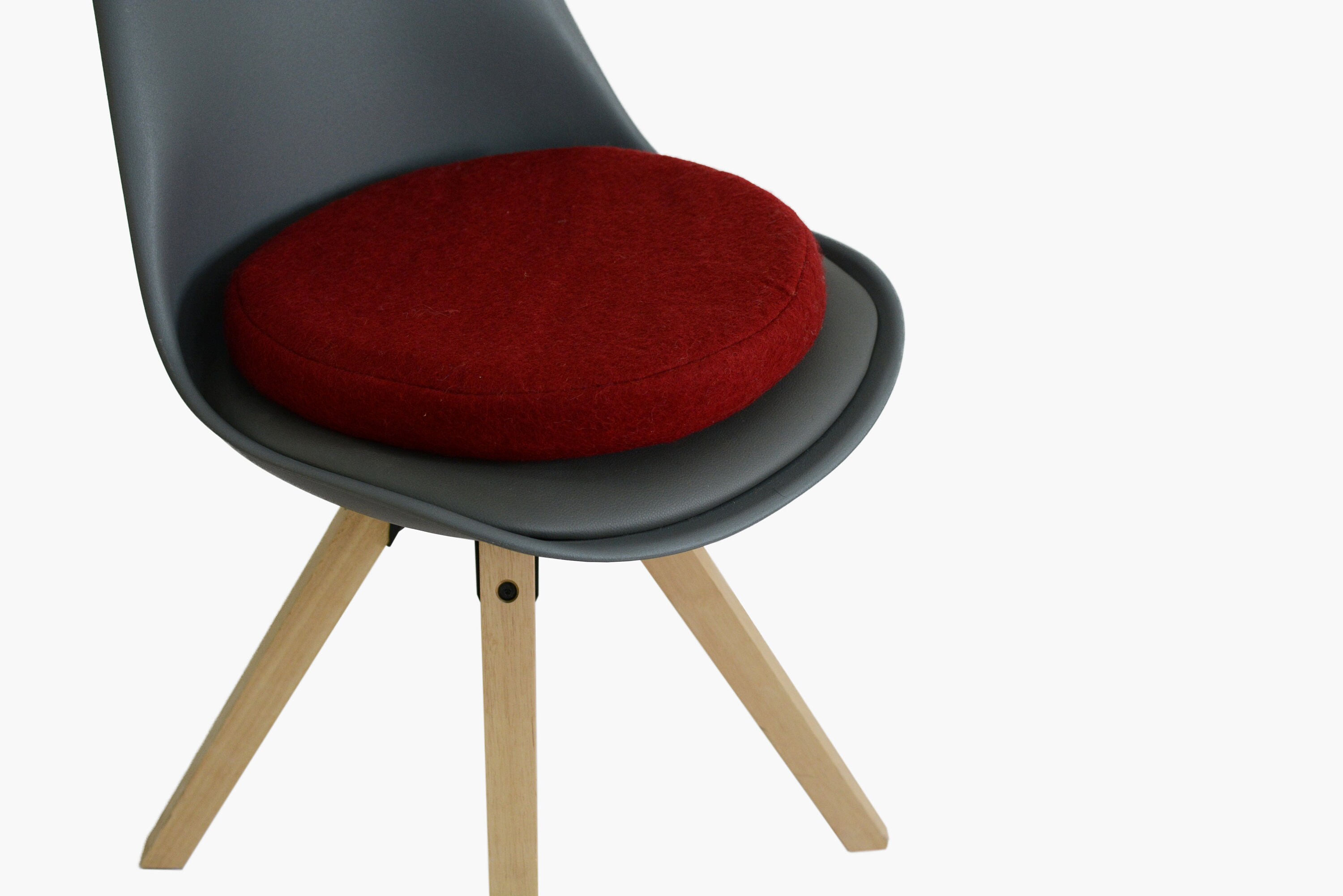 Red Padded Chair Pad Round Foam Chair Pad Red Thick Chair Cushion Wool ...