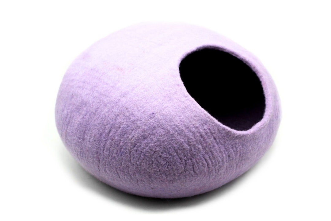 Felt Purple Cat Cave Cat Nap Cocoon Premium Wool Cave Organic Wool Cave ...