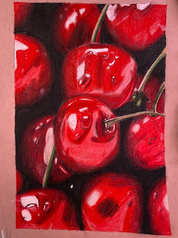 Realistic Cherry Drawing - Etsy