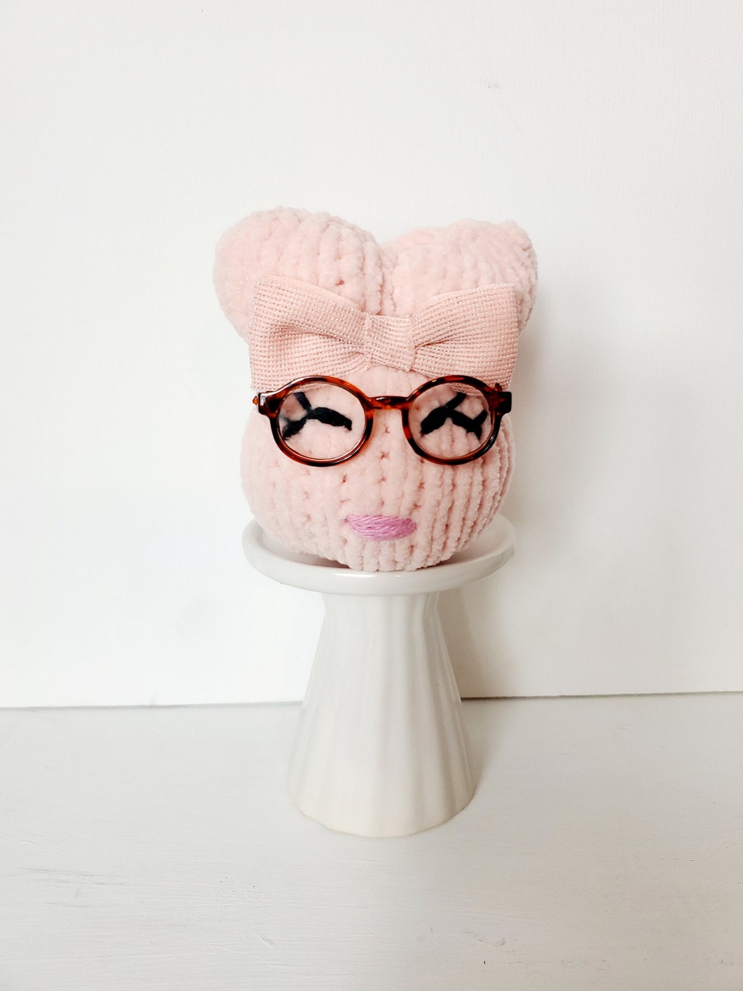 Cute Bunny With Glasses Bunny Plush, Bunny Mom Gift, Farm Nursery Decor ...