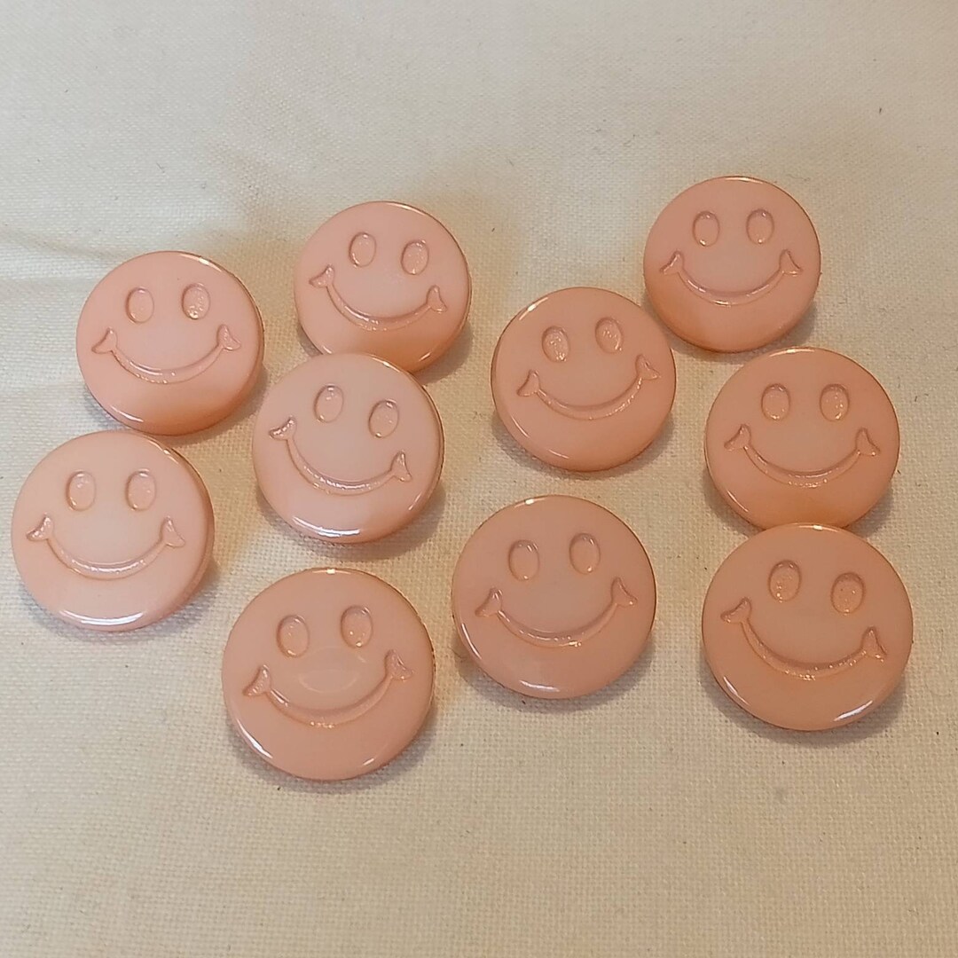 10 X Peach Smiley Face Buttons - Etsy