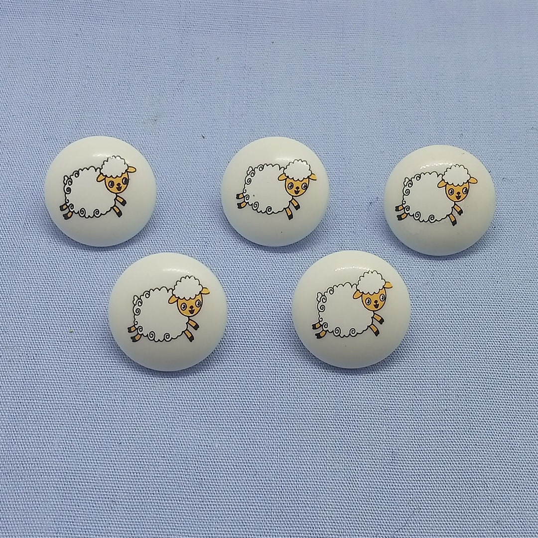 5 X Round Sheep Buttons - Etsy