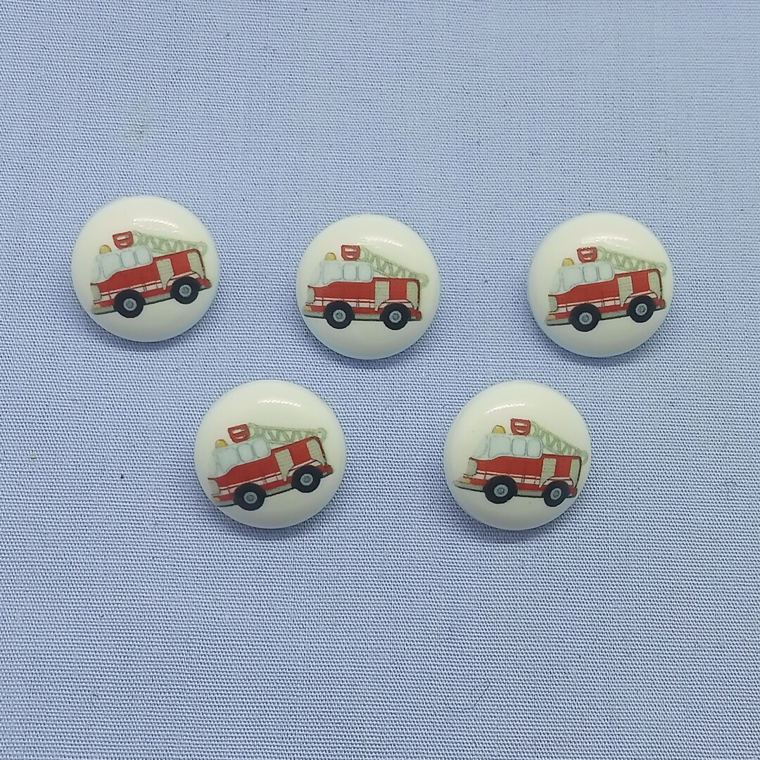 5 X Round Fire Engine Buttons - Etsy