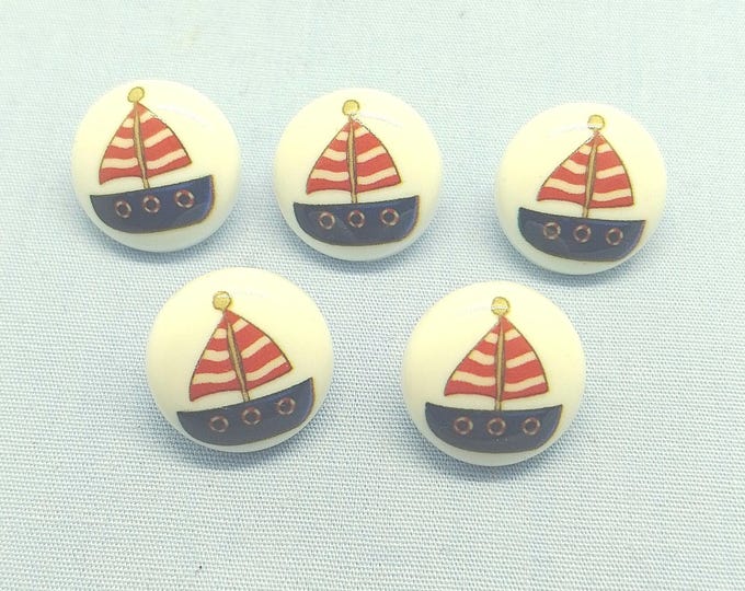 5 X Round Sail Boat Buttons - Etsy