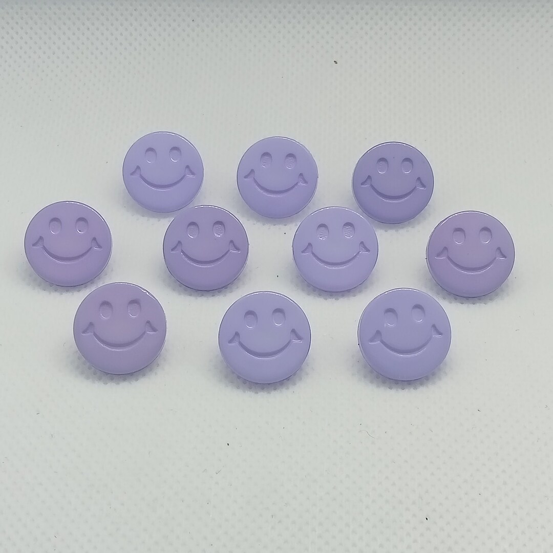 10 X Lilac Smiley Face Buttons - Etsy UK