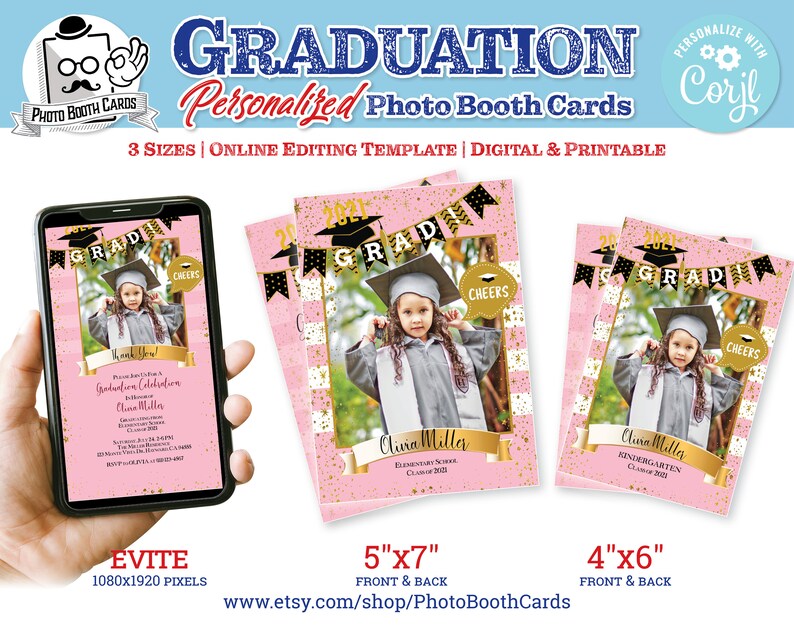 Custom Graduation Card Template, Greeting Card, Graduation Invitation ...