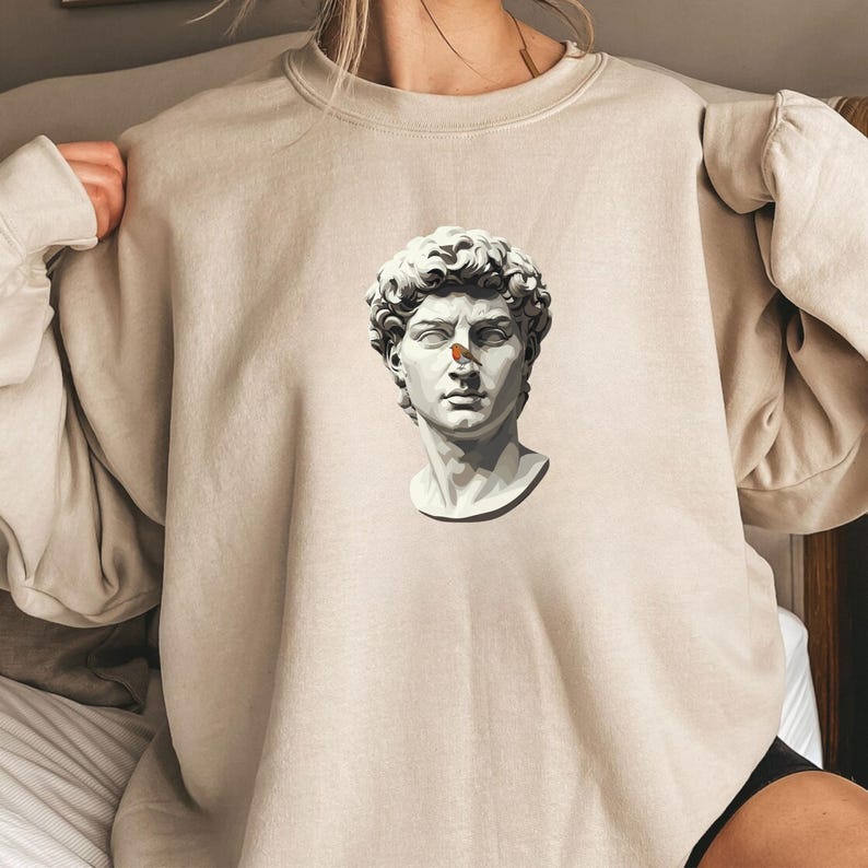 Classical Statue With Bird – Minimal Art Humor Sweatshirt - Etsy