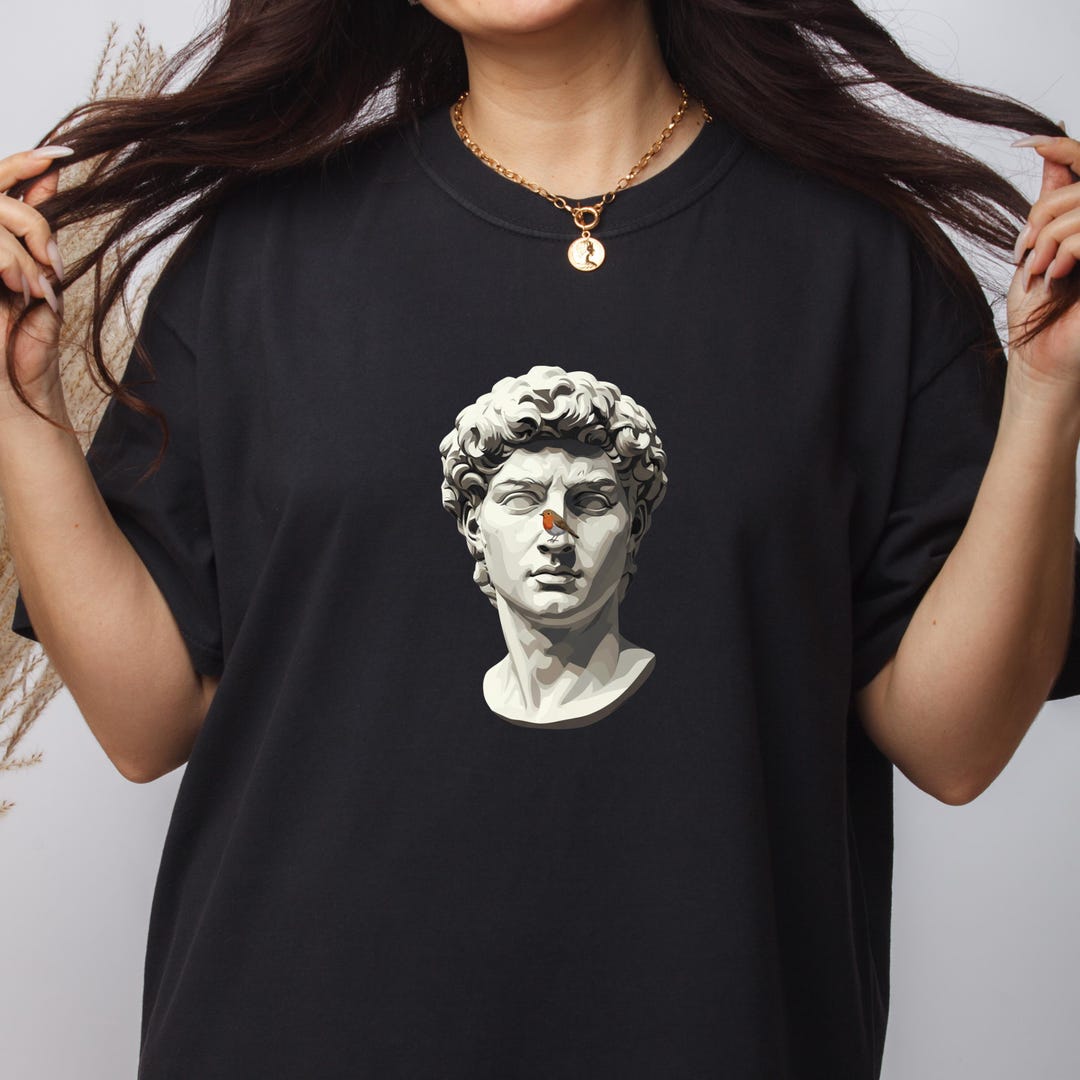 Classical Statue With Bird – Minimal Art Humor T-shirt - Etsy