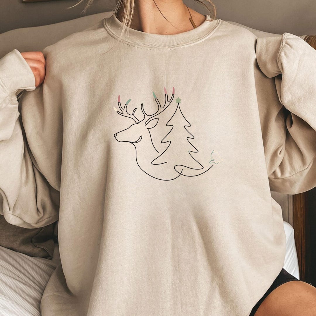 Whispering Christmas Shapes Sweatshirt – Minimal Holiday Line Art ...