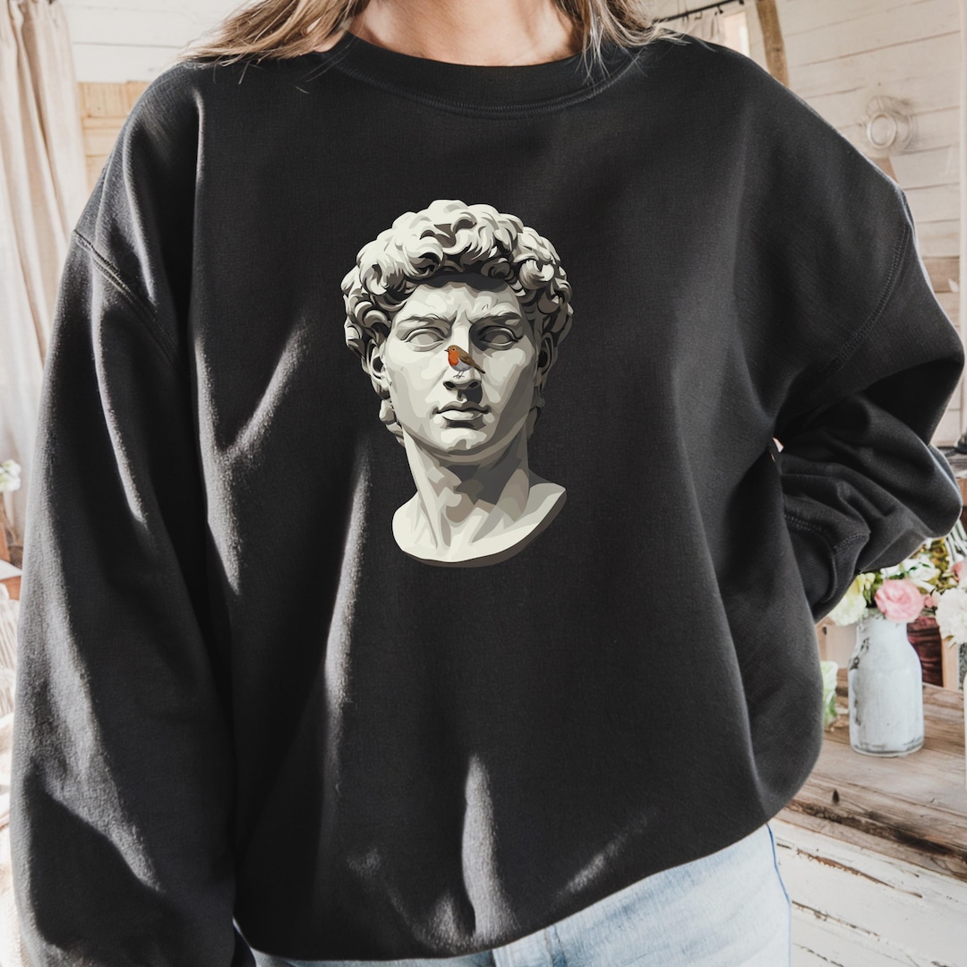 Classical Statue With Bird – Minimal Art Humor Sweatshirt - Etsy