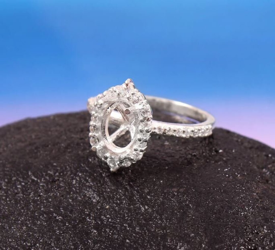 Semi Mount Ring Setting 8 X 10 Mm Oval Shape Engagement Ring Setting ...