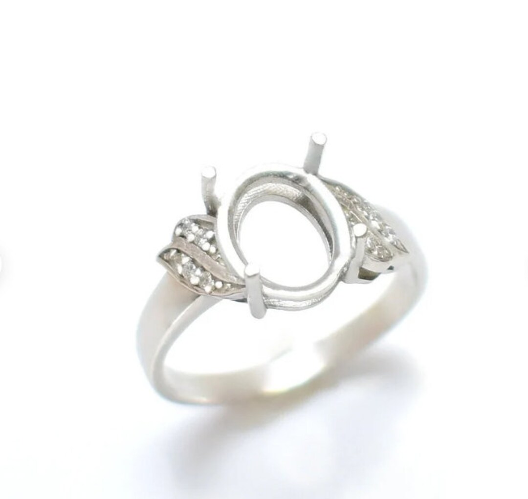 Stunning 925 Sterling Silver Oval Ring Setting With Zircon, Oval 7x5 to 10 X 8 Mm Ring Setting ...