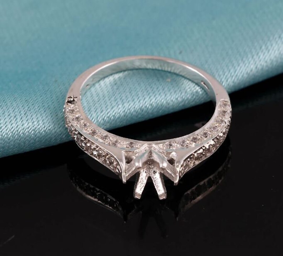 Semi Mount Ring Setting 6x6 Mm Round Engagement Ring Setting Solitaire ...