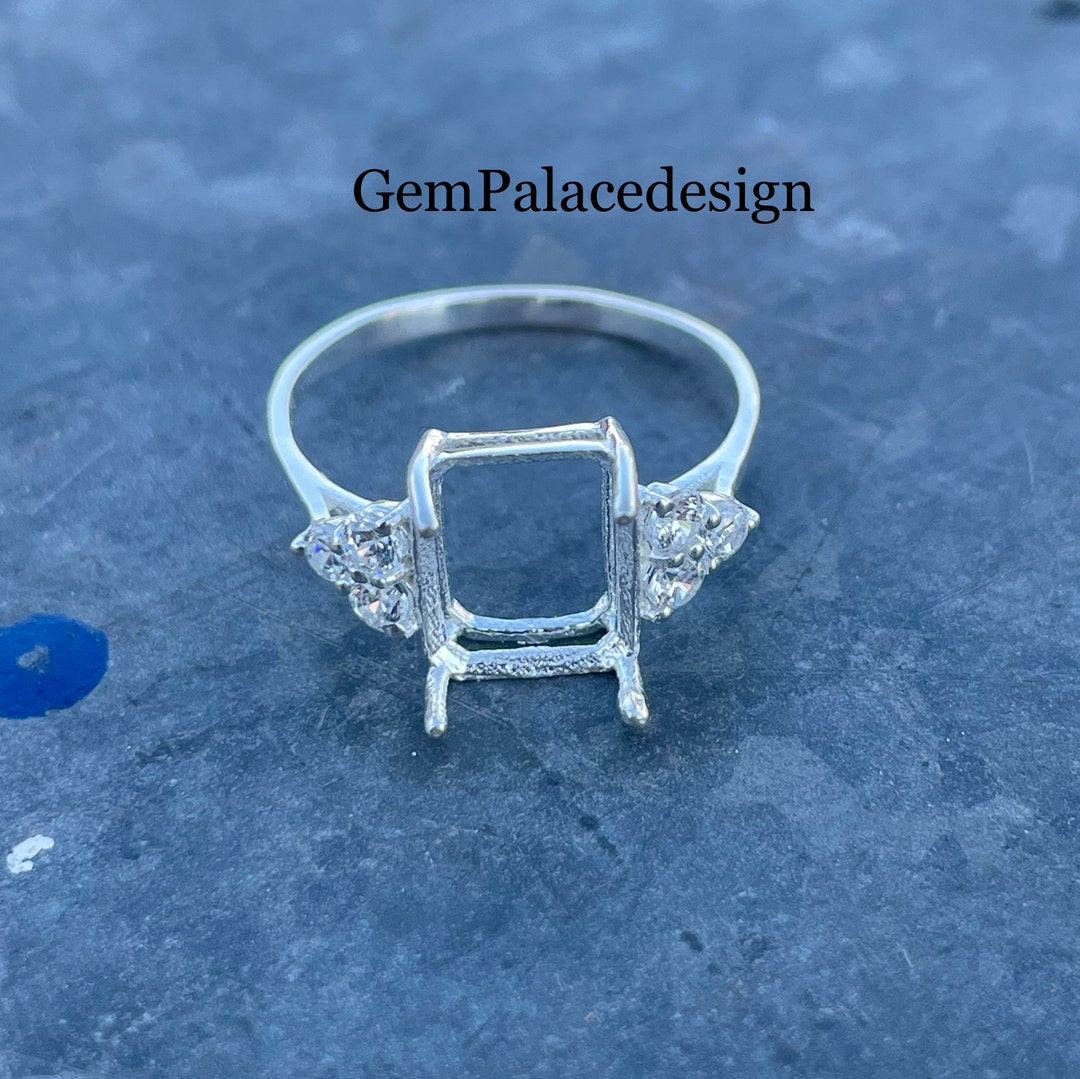 8 X 10 Mm Rectangle Semi Mount Ring Setting Engagement Ring Setting ...