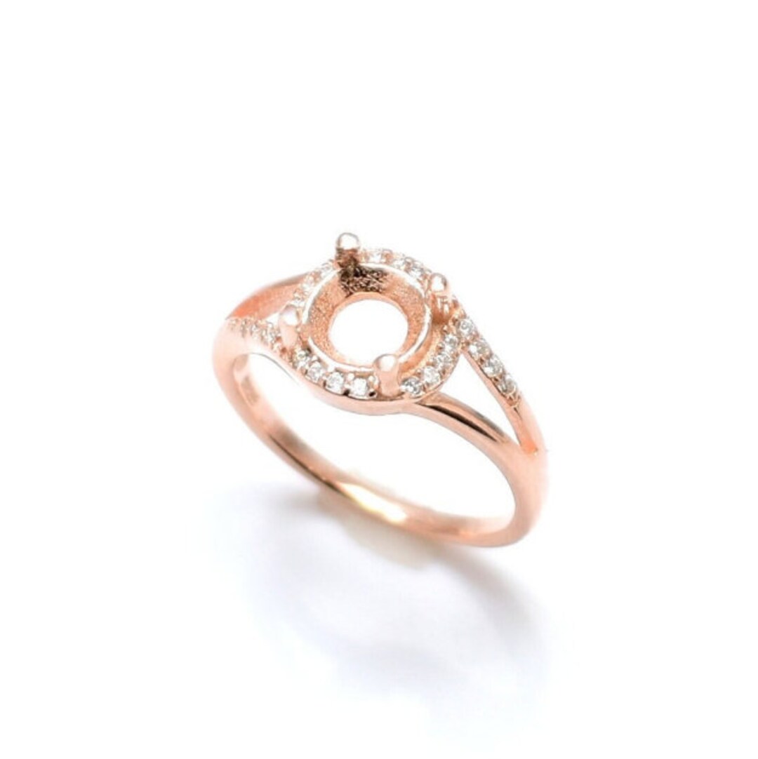 925 Sterling Silver Semi Mount Ring, Round Ring Setting, Round 5, 6, 7 ...