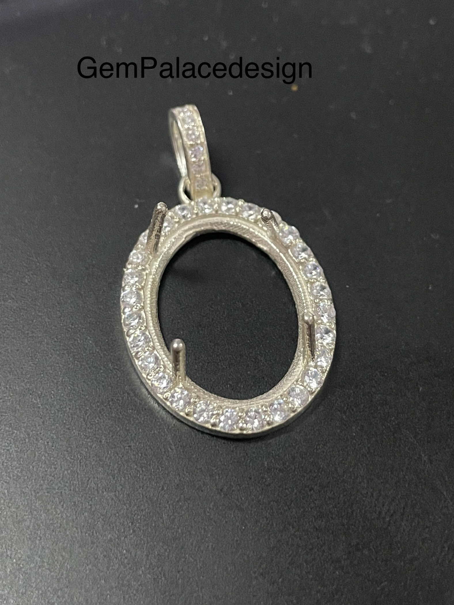 6x8 Oval Semi Mount Pendent Setting Engagement Pendent Setting Blank ...