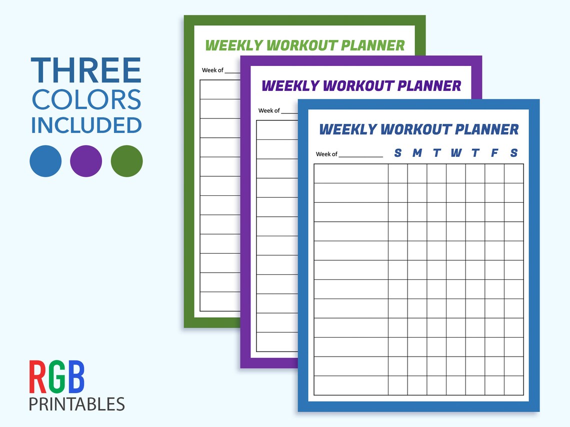 Kids Fillable PDF Printable Workout Planner, Editable Weekly Planner ...