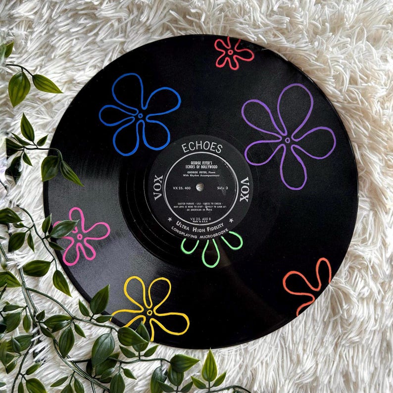 Spongebob Flower Sky Vinyl Record Painting for Wall Decor, College Dorm ...