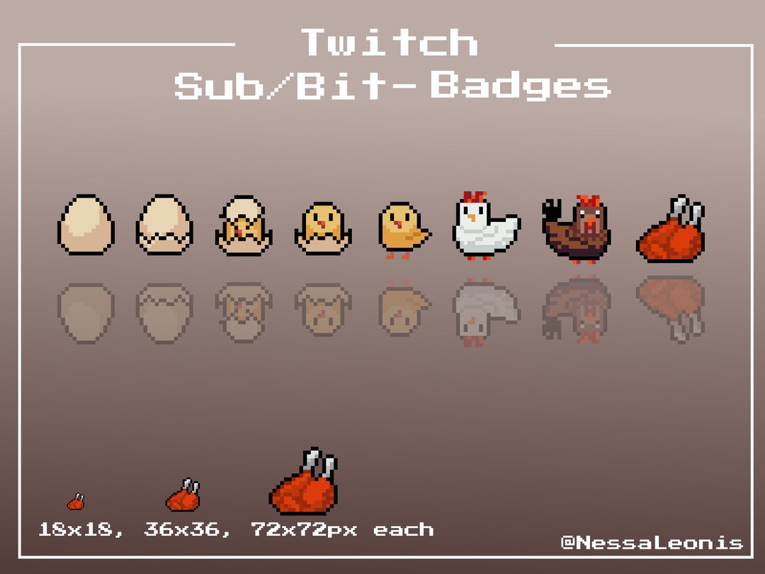 Twitch Subscriber Badges Chicken X8 / Bit Cheer Badge for Twitch ...