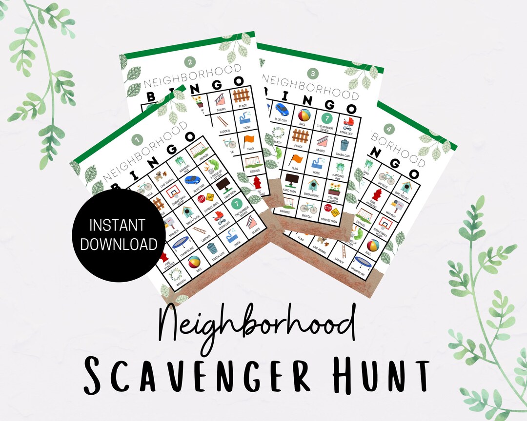 Neighborhood Walk Scavenger Hunt Bingo - Digital Download - Etsy