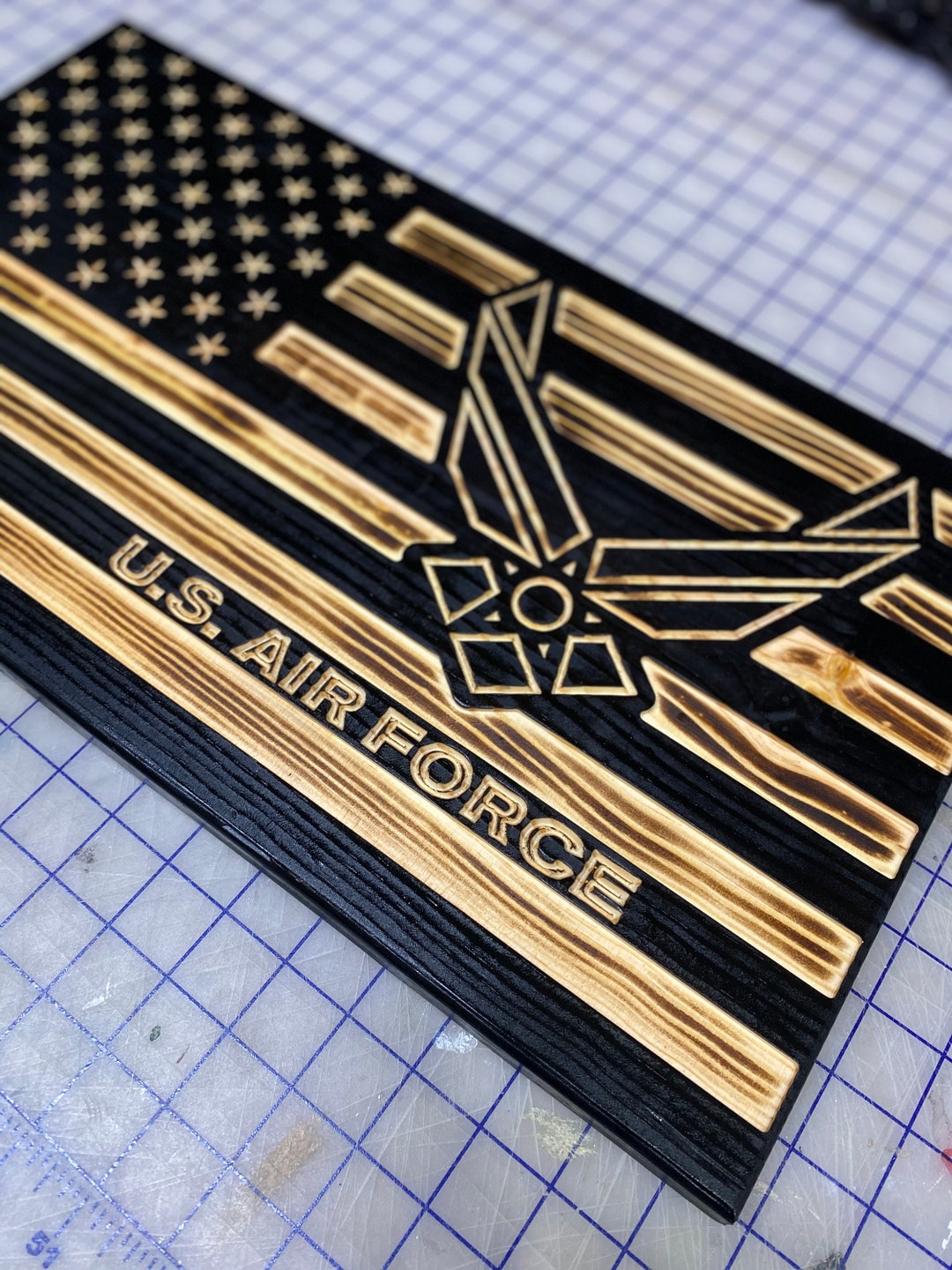Custom CNC Wooden Air Force Flag Wooden Wall Art Wall Decor Flag Air ...