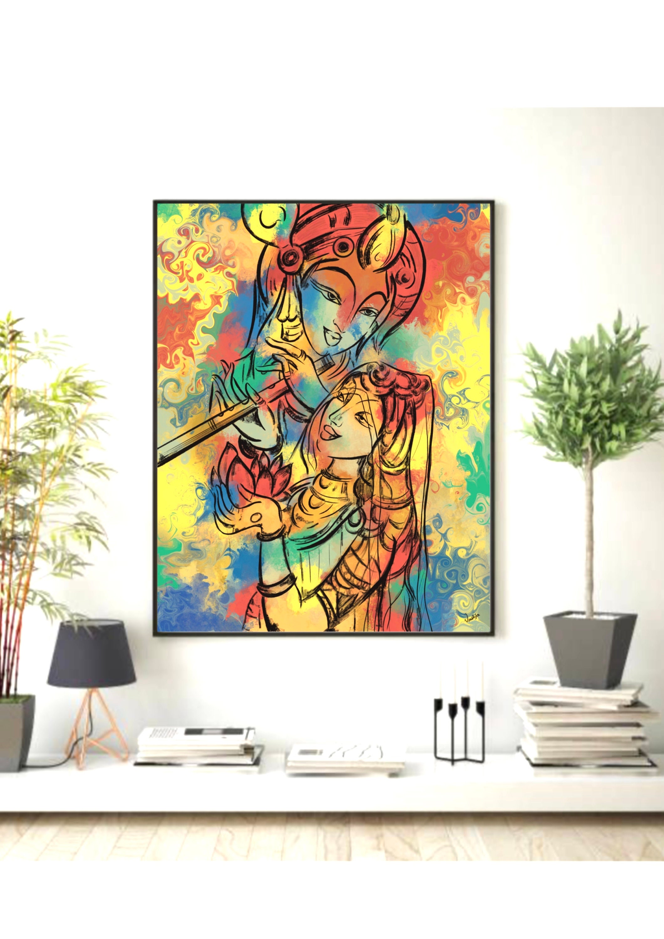 Abstract Radha Krishna Painting Radha and Krishna Painting - Etsy