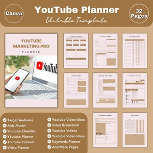 Youtube Planner Digital Organizer for Content Creators Video Planning ...