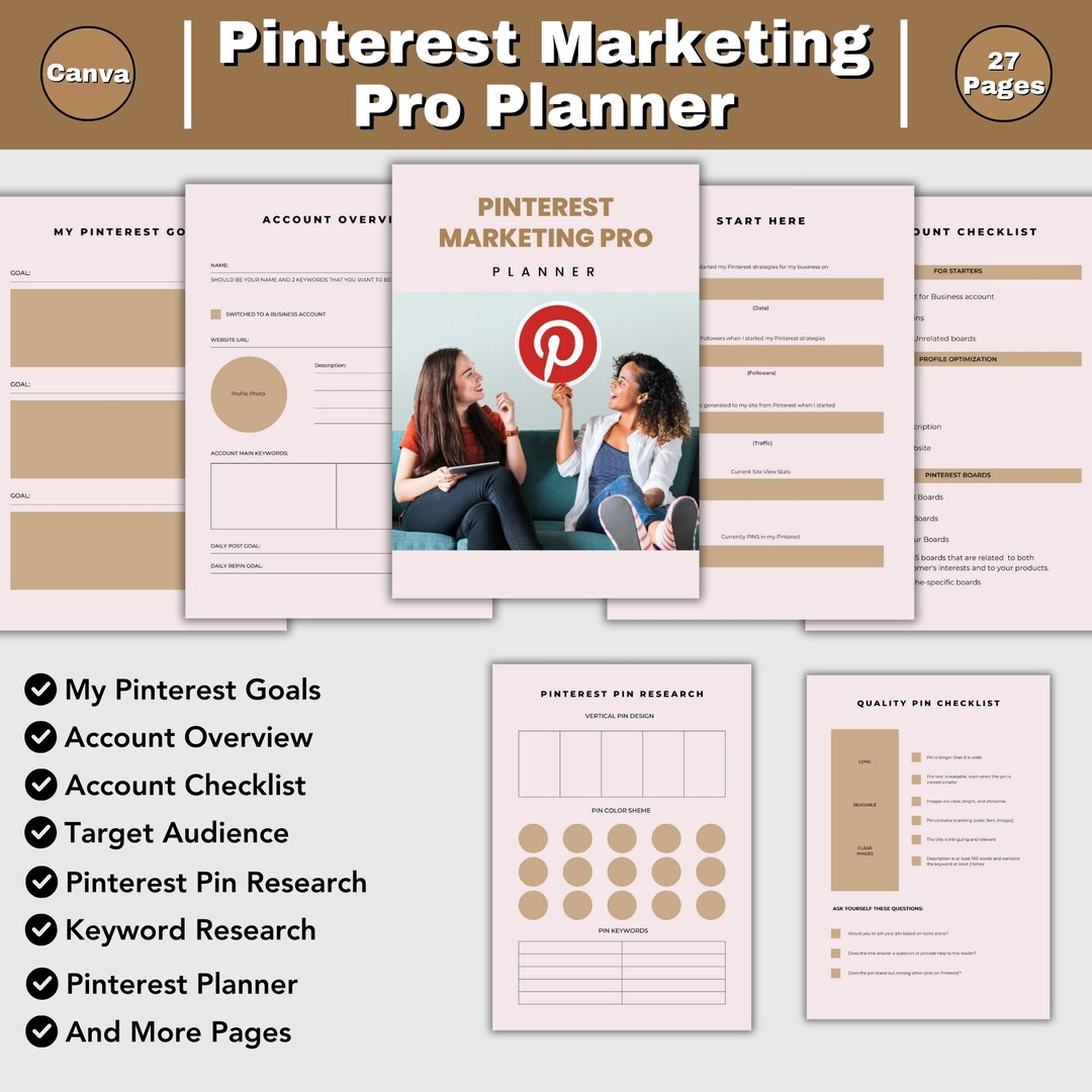 Pinterest Planner Digital Download for Ultimate Organization and Inspiration Ideal for Content ...