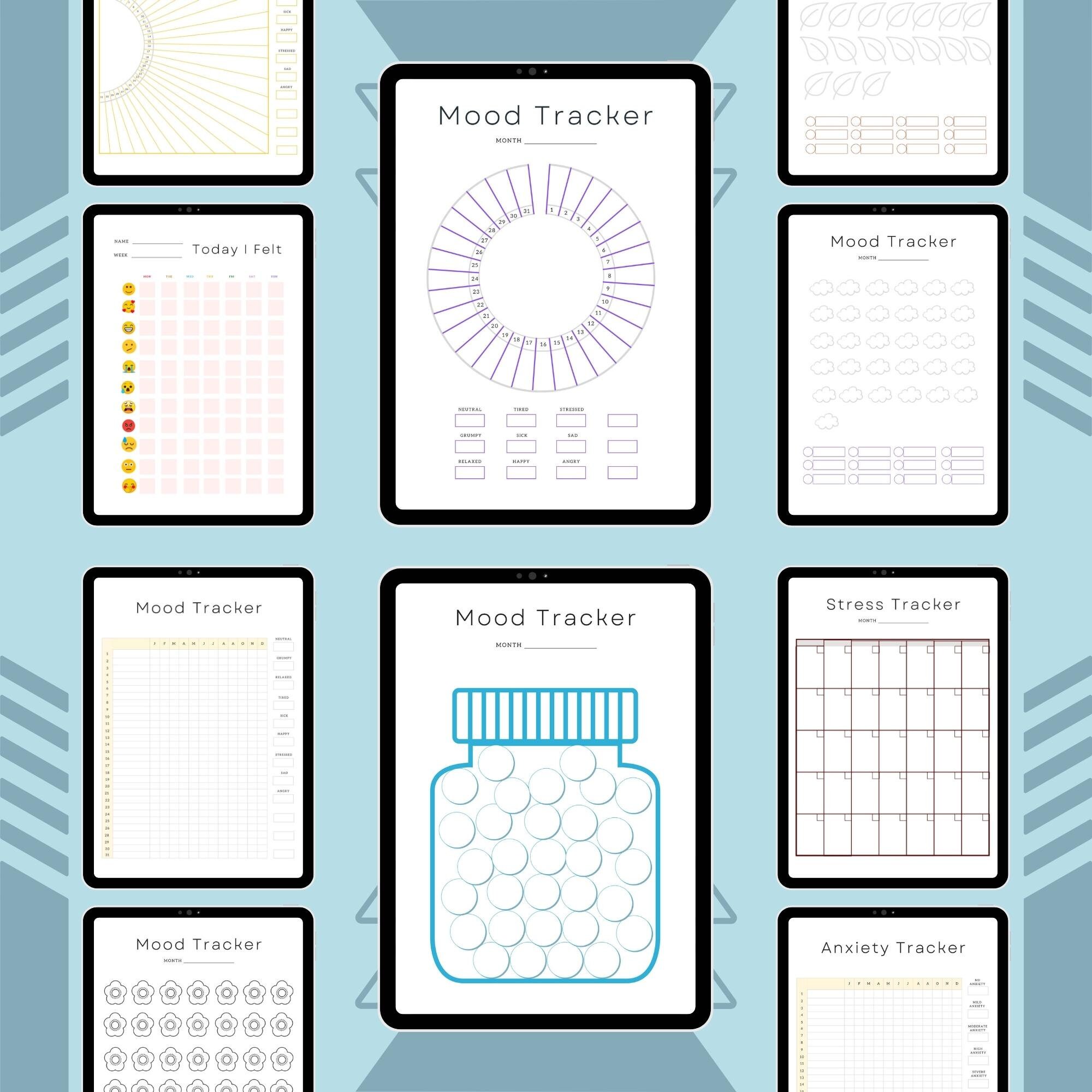 Mood Tracker for Wellness & Balance | Self-care Planner and Emotional ...