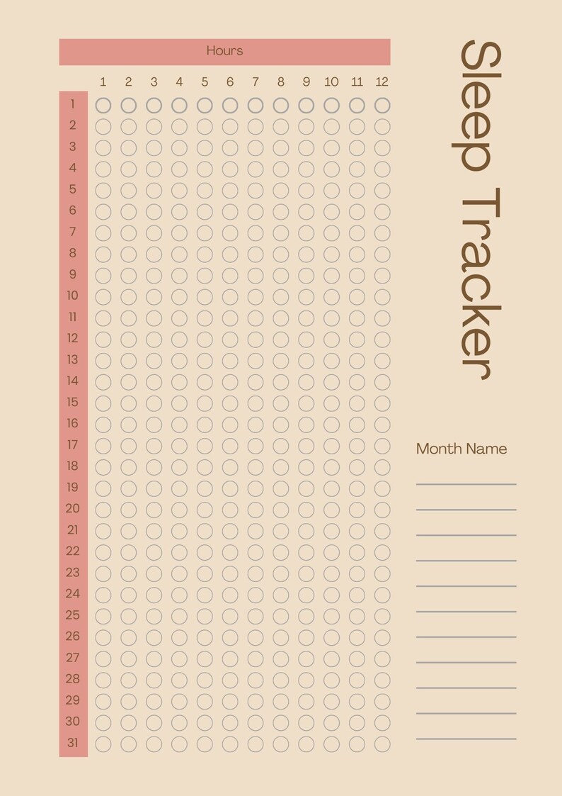 Personalized Sleep Tracker Printable Improve Your Sleep Quality With ...