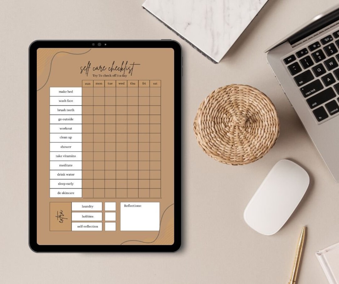 Printable Self-care Checklist | Daily Wellness Planner for Mindful ...
