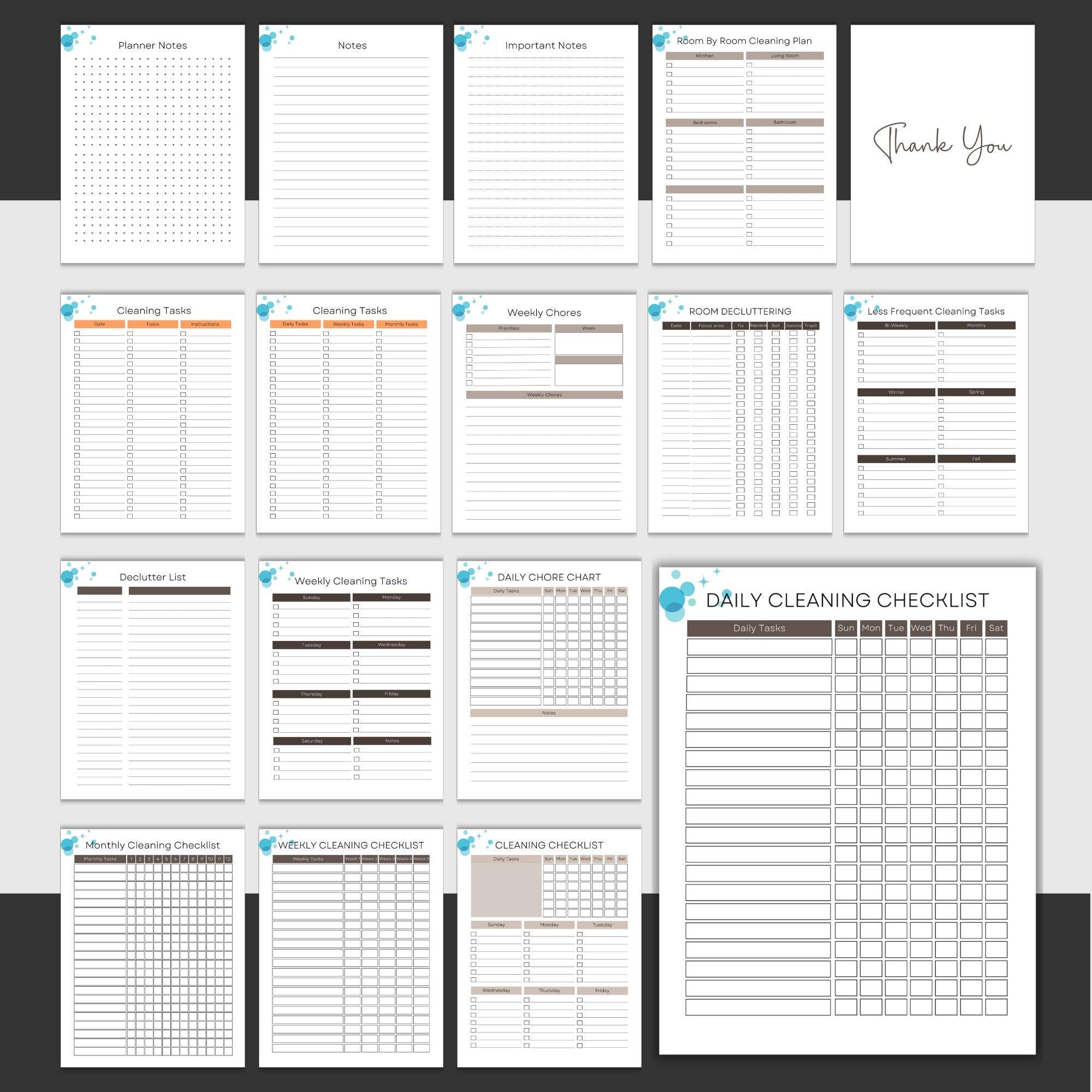 Cleaning Planner for Tidy Homes Daily, Weekly Cleaning Schedules - Etsy