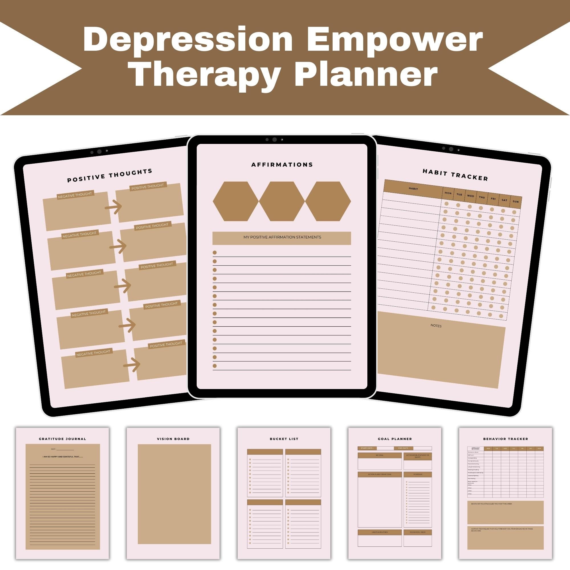 A Holistic Depression Planner Nurturing Mindfulness, Tracking Progress ...