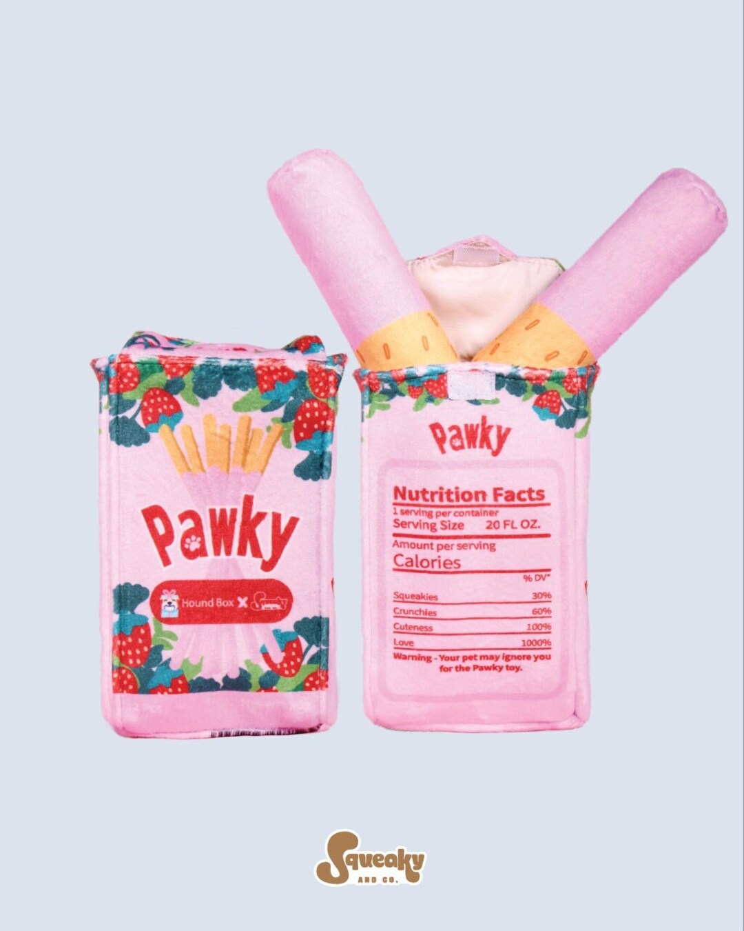 Pawky Crazy Crinkle Crunchy Toy With 2 Full Squeaky Stick - Strawberry ...