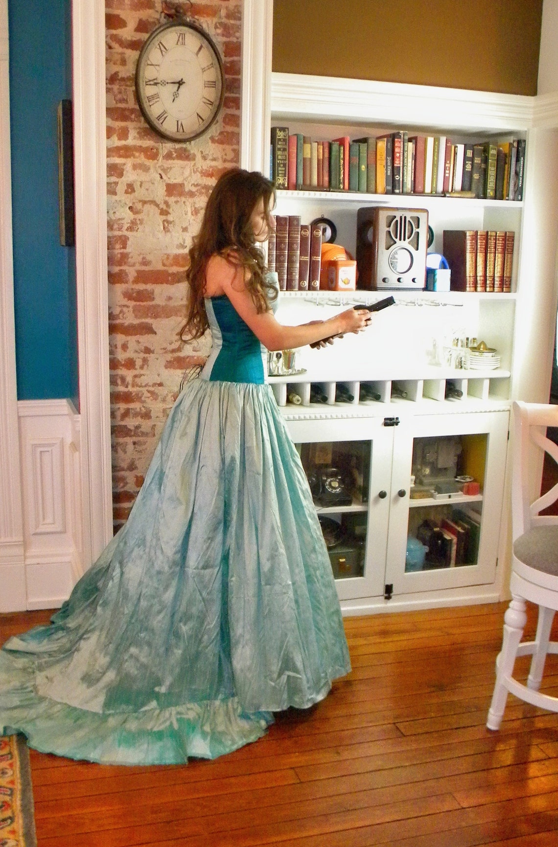 50 Shades of Blue Bridal Evening Gown Dupioni Silk With - Etsy