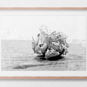 Crumpled Paper Sketch. Minimalist Art. Digital Print. Digital Download ...