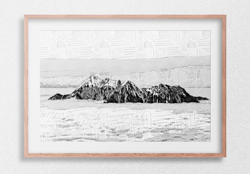 Rocky Mountains Sketch | Minimalist Art | Digital Artwork | Digital ...