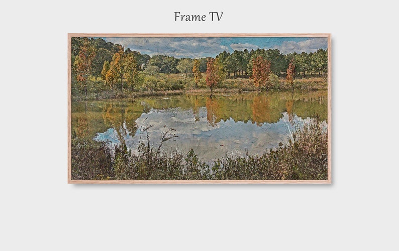 Fall Art for the Frame TV.. Fall Trees Around a Big Lake With ...