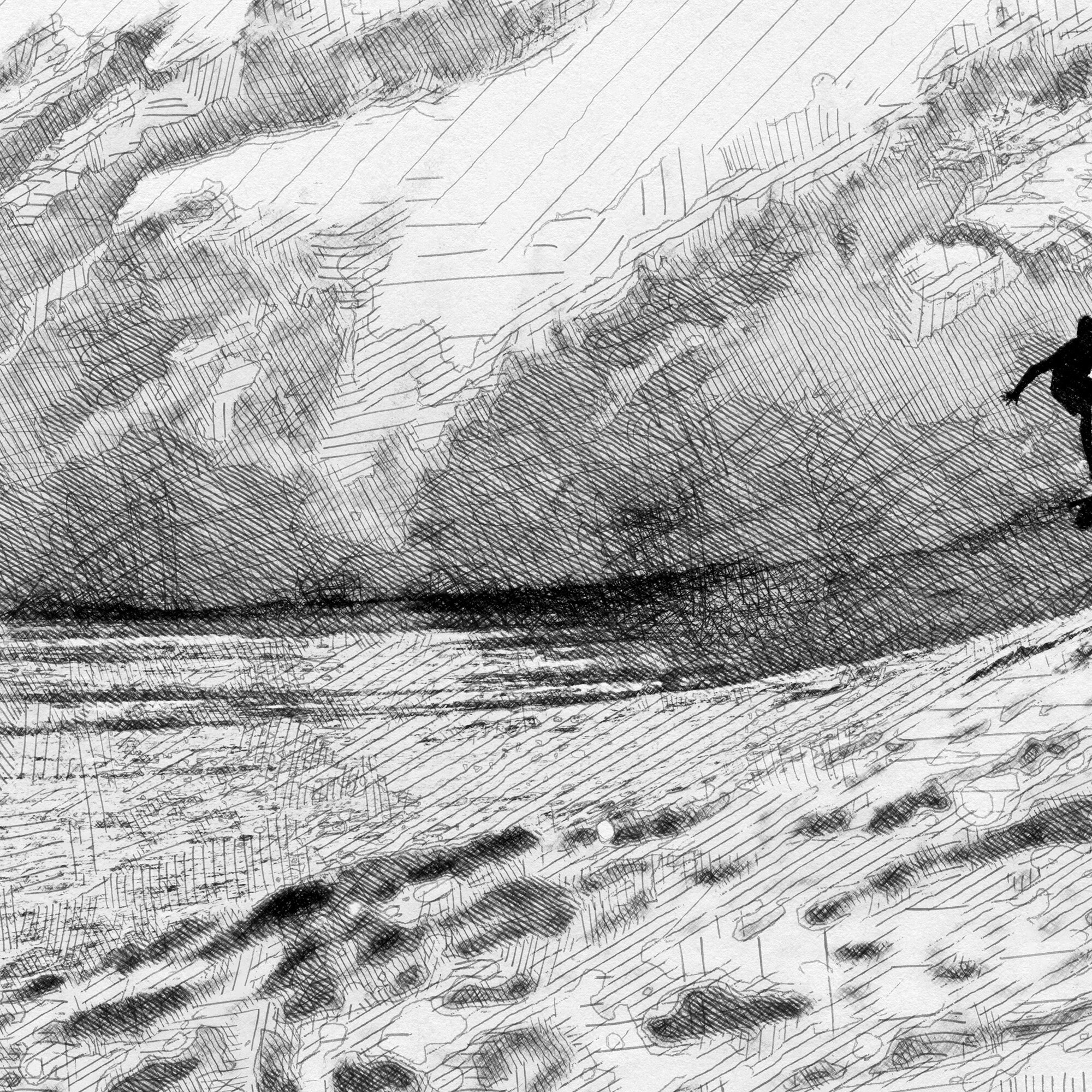 Surfer Riding the Wave Sketch | Minimalist Art | Digital Artwork ...