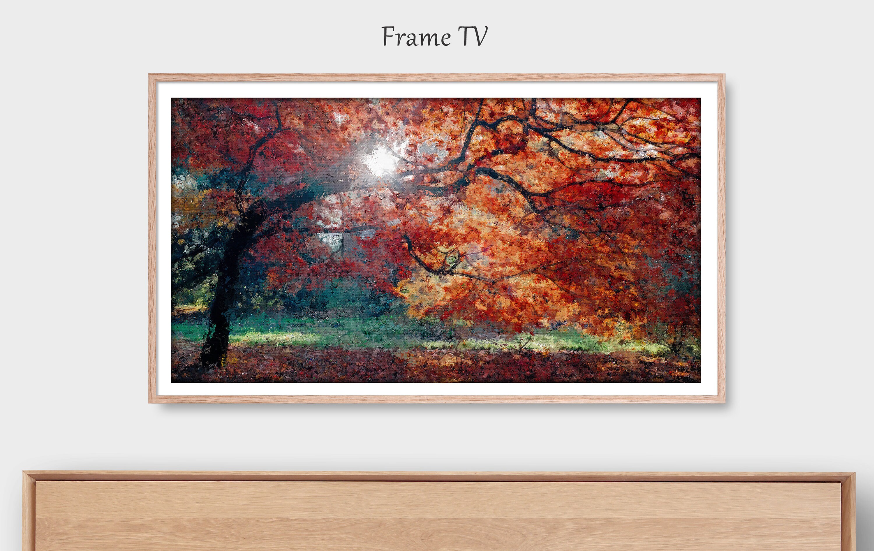 Fall Art for the Frame TV.- Tree With Fallen Red and Orange Leaves ...