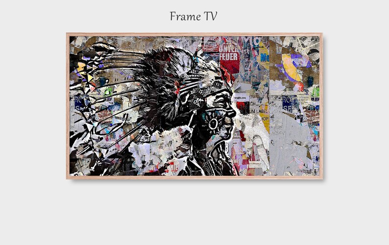 Urban Collage of a Native Indian for the Frame TV. Digital Print ...
