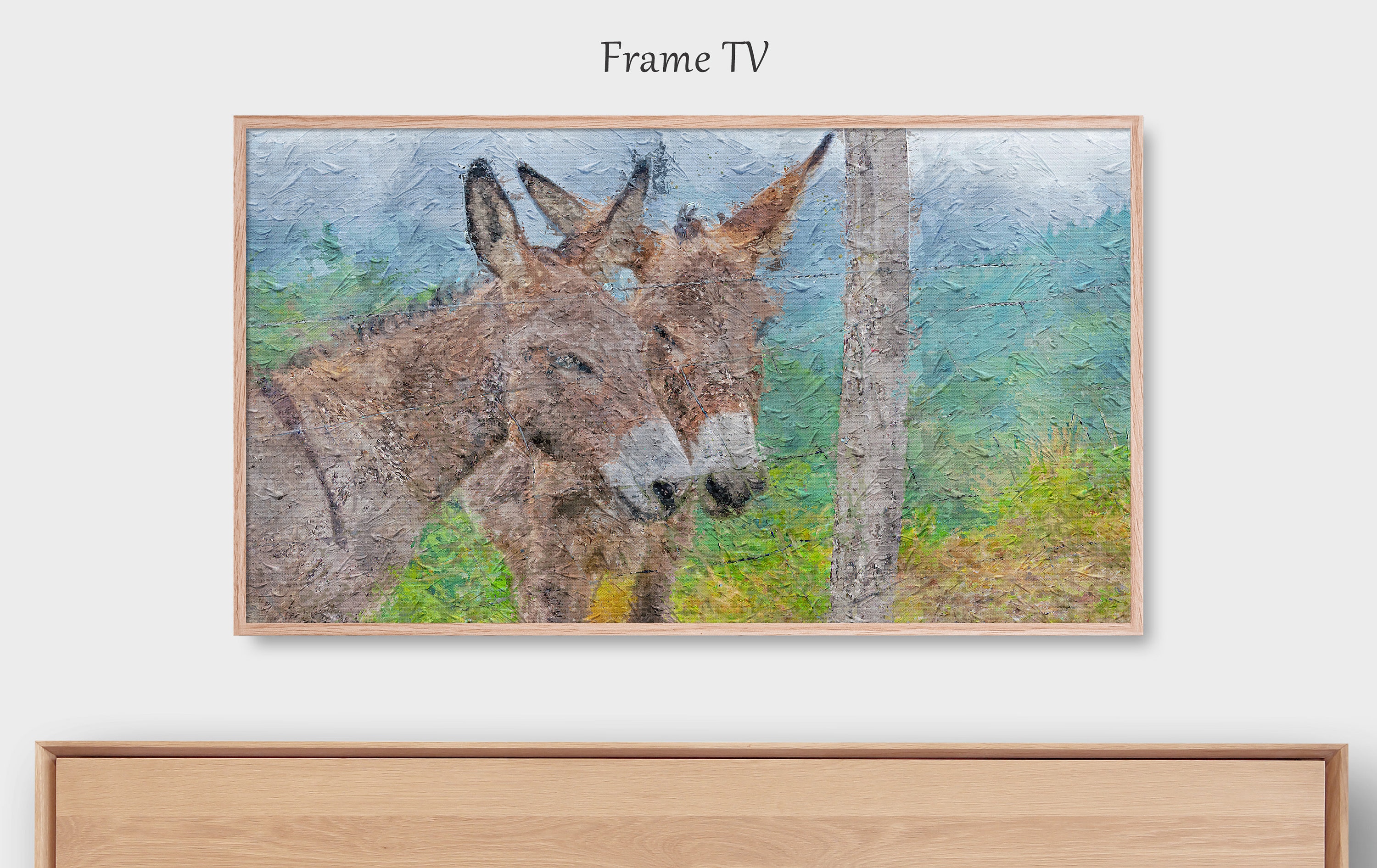 Art for the Frame TV, Donkeys Behind a Fence, Digital Painting ...