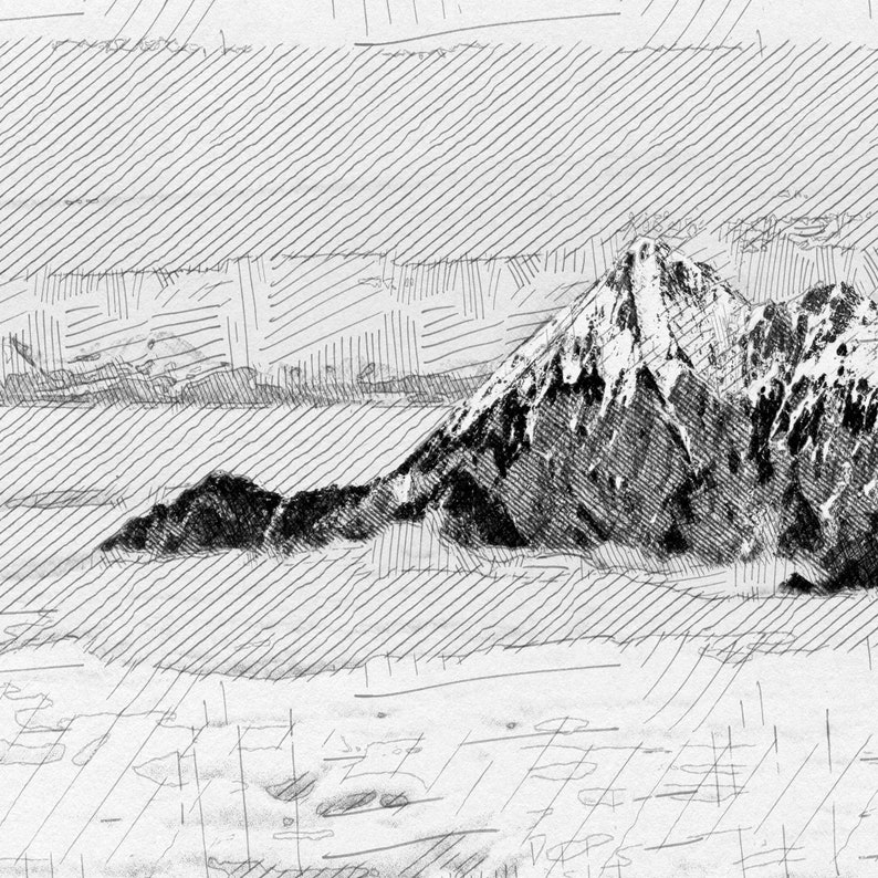 Rocky Mountains Sketch | Minimalist Art | Digital Artwork | Digital ...