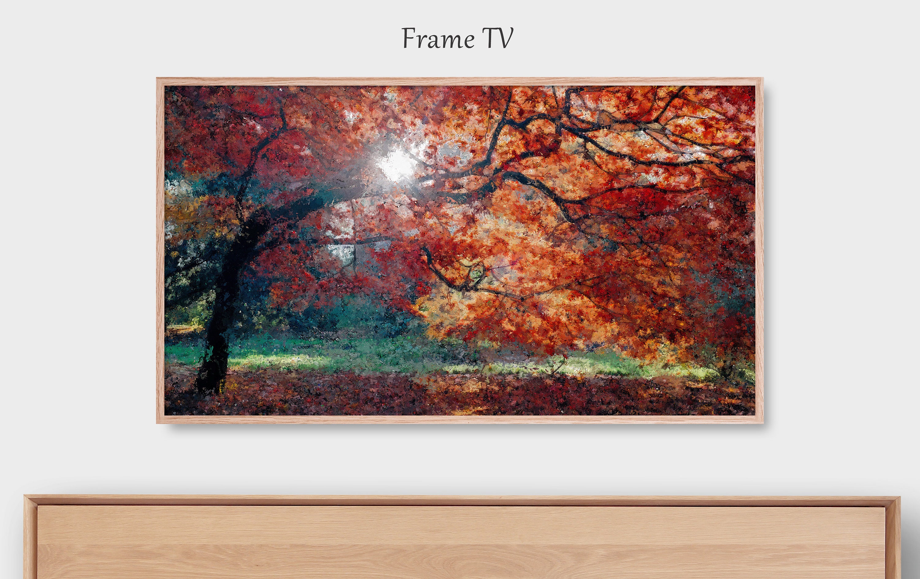 Fall Art for the Frame TV.- Tree With Fallen Red and Orange Leaves ...
