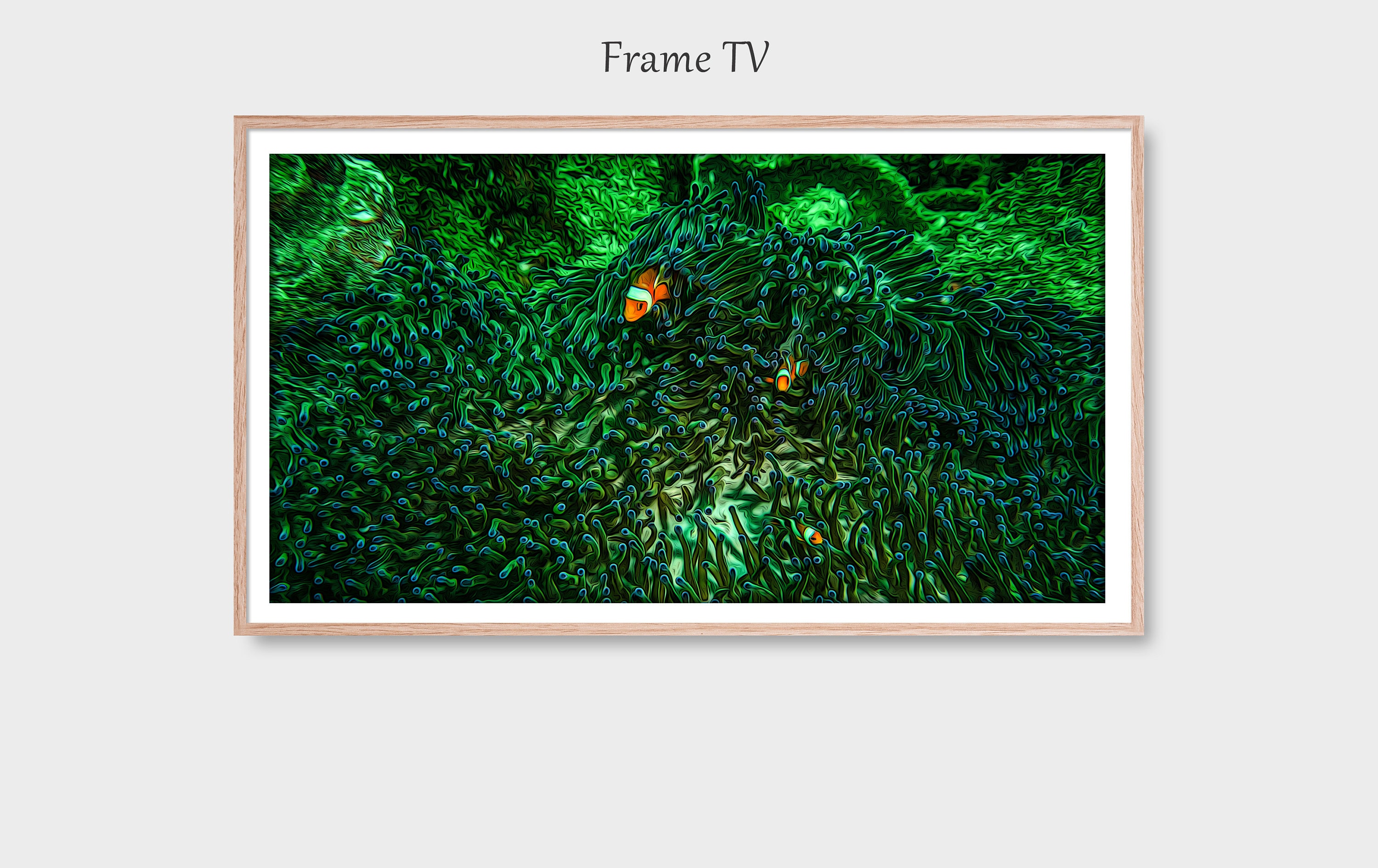 Clownfish Swimming in Coral Reef. Frame TV Art.. Underwater Fish. Sea ...